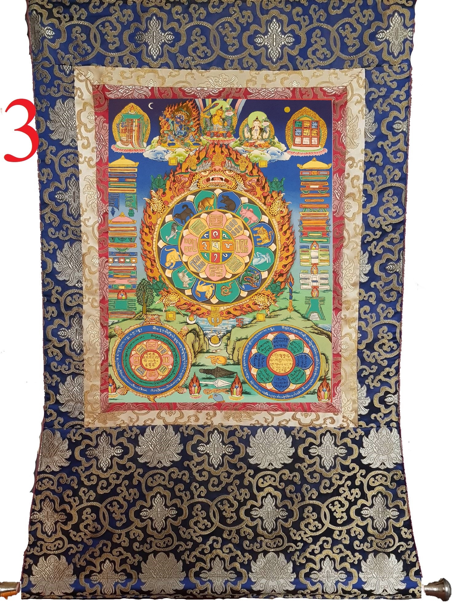 124. Shiva Khorlo Tibetan Calendar Thangka (thanka). Free Brocade ...