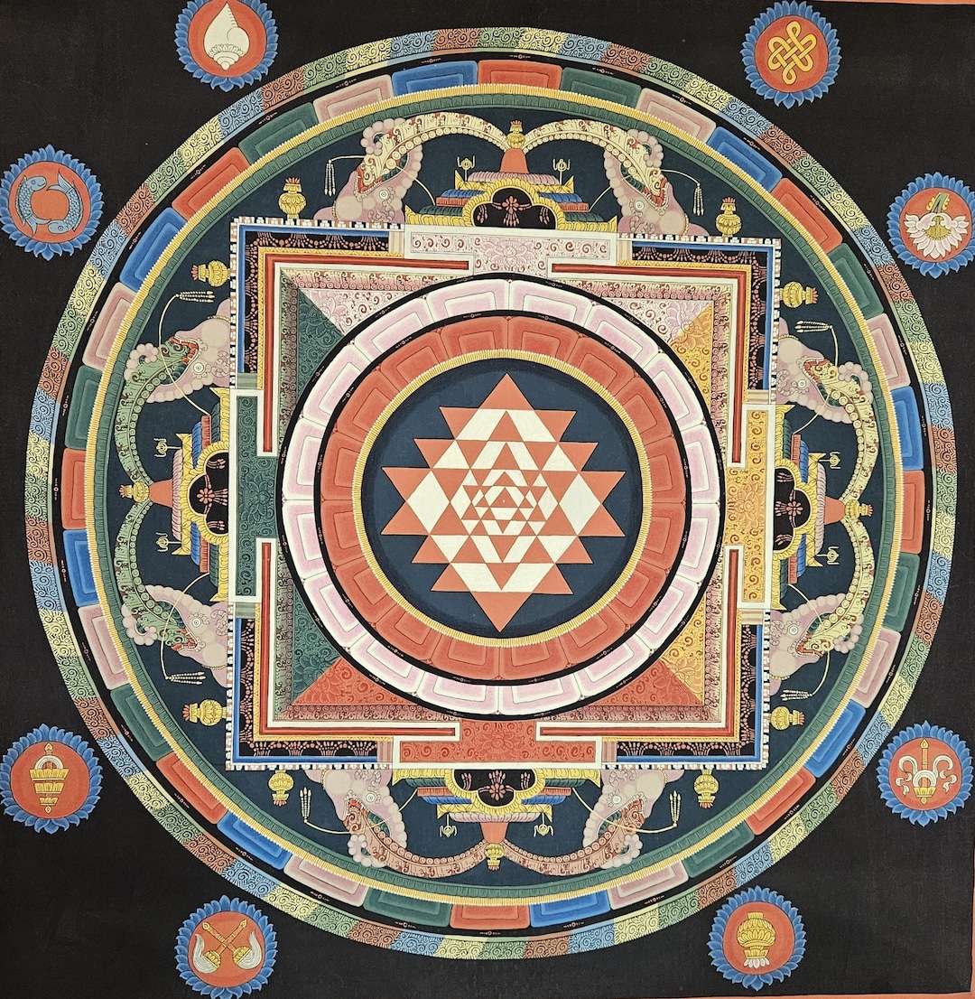 320. Shri Sri Shree Yantra Mandala Thangka (thanka). Free Brocade ...