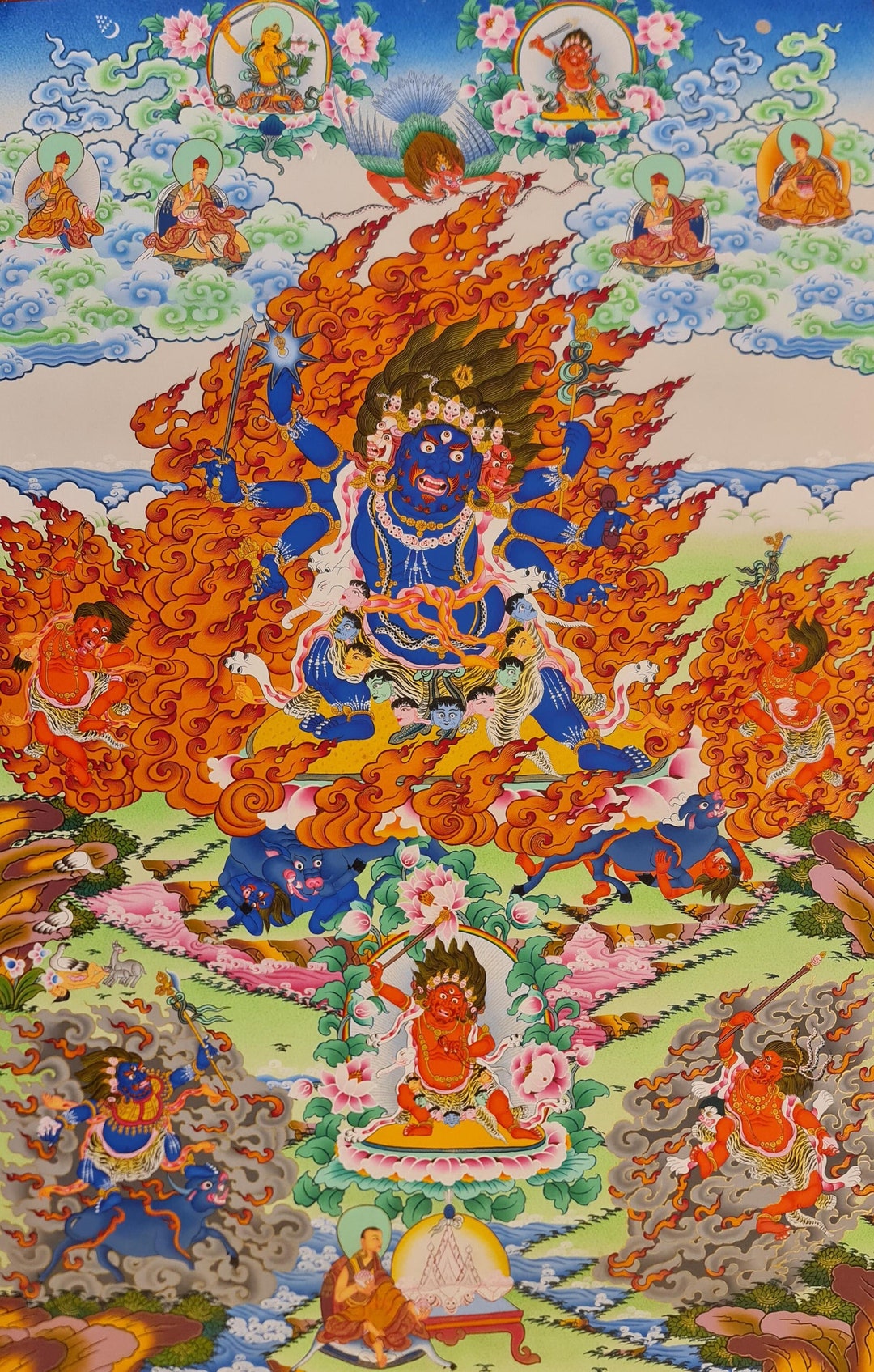 285. Drikung Kagyu Yamantaka Thanka thangka. Free Brocade / Free ...