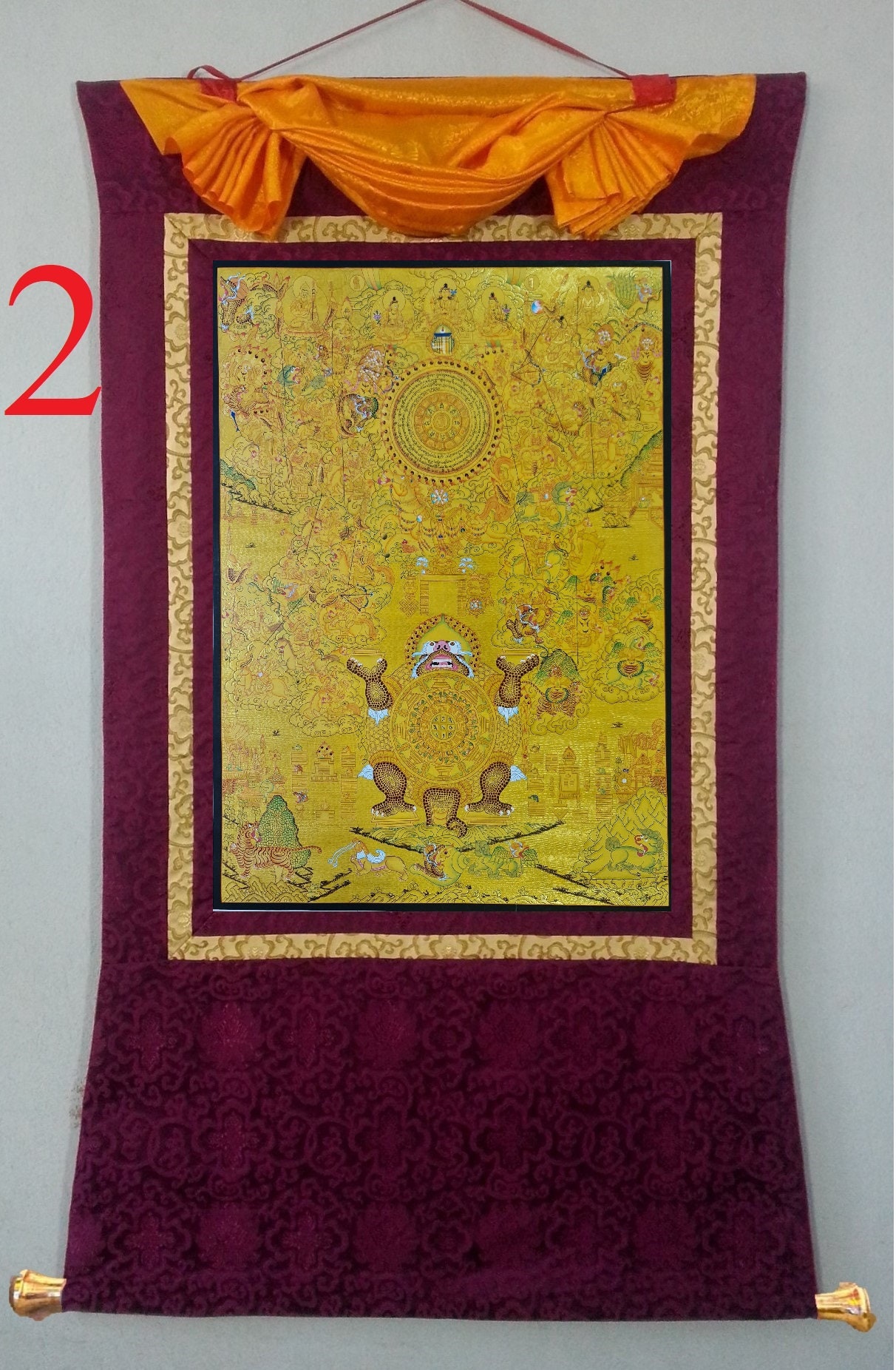 216. 24 K Gold Shiva Khorlo Thangka thanka. Free Brocade / Free ...