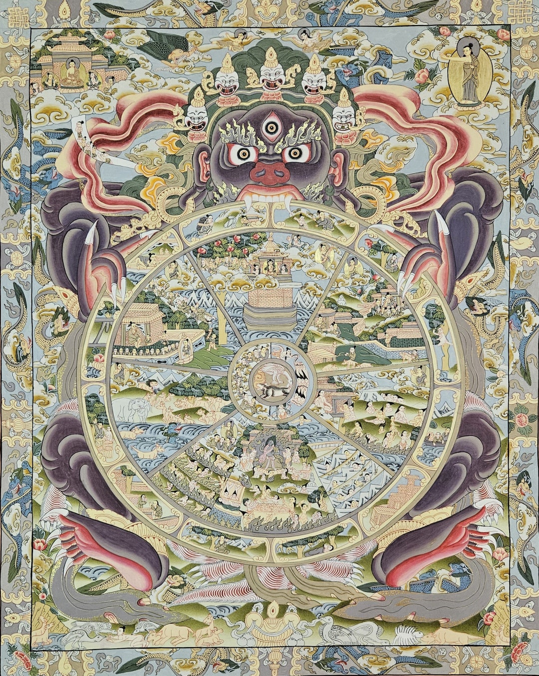 262. Wheel of Life (samsara) Thangka (thanka). Free Brocade / Free ...
