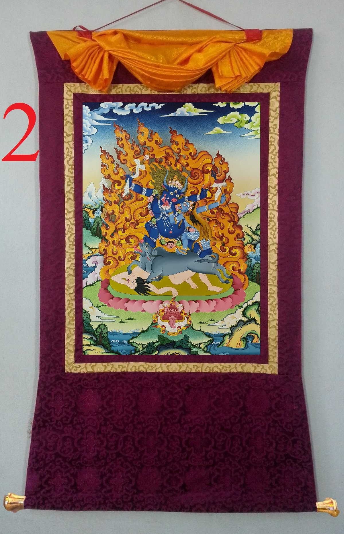 248. Kalarupa Yamaraja Thangka thanka. Free Brocade / Free Shipping. - Etsy