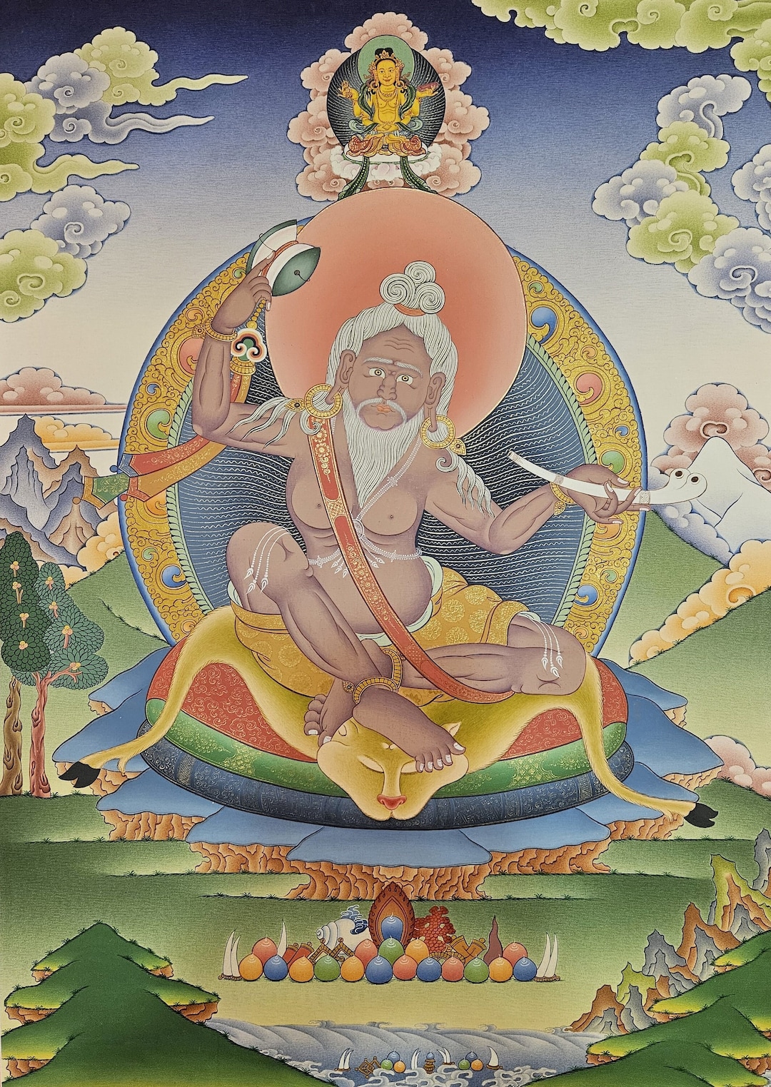 244. Padampa Sangye pha Dampa Sangye Thangka thanka. Free Brocade ...