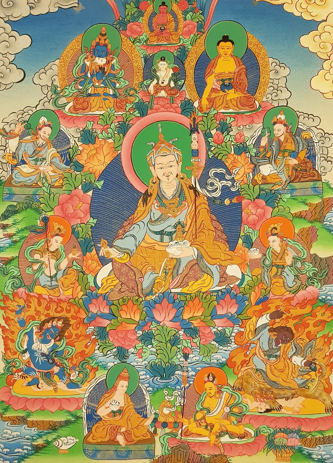 67. Guru Rinpoche Padmasambhava Tsen Gye Thanka thangka. Free Brocade ...