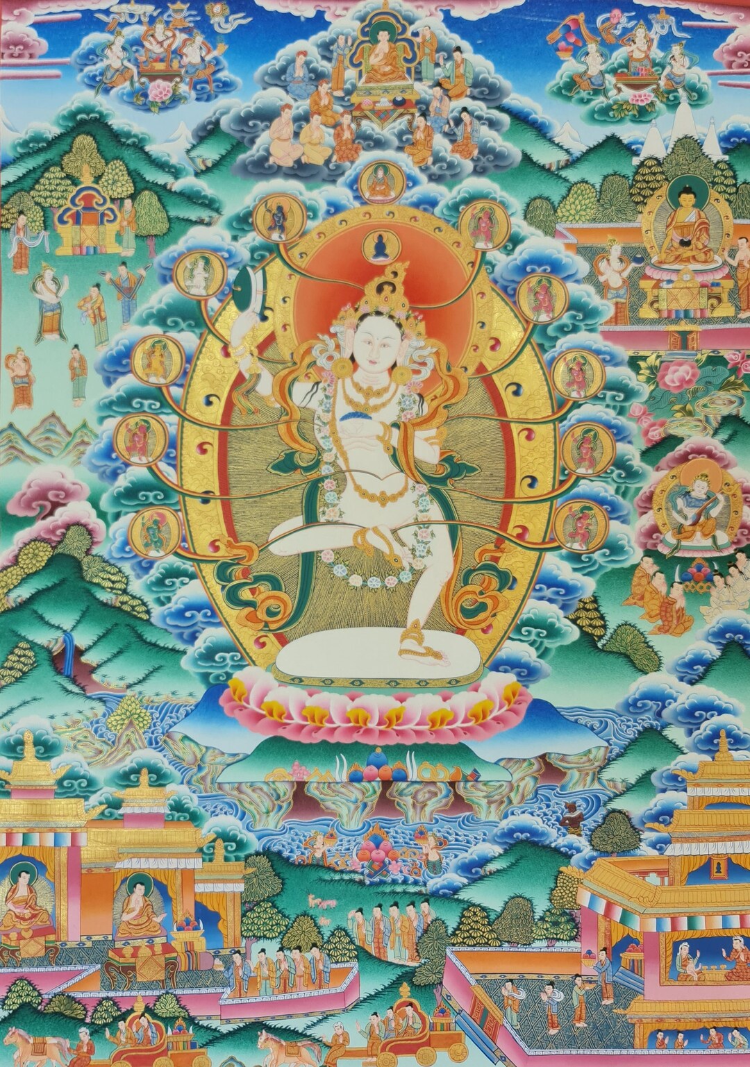 204. Machig Labdron for Chod Practice Thangka (thanka). Free Brocade ...