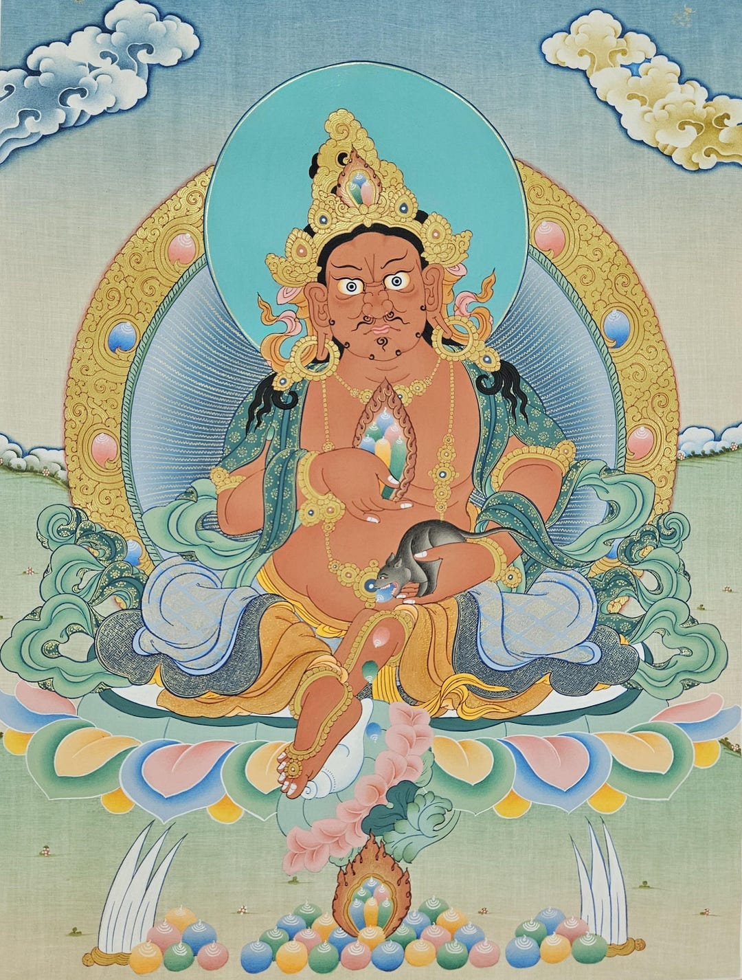 397. Red Jambhala Thangka: Tibetan Buddhist Art With Brocade - Etsy