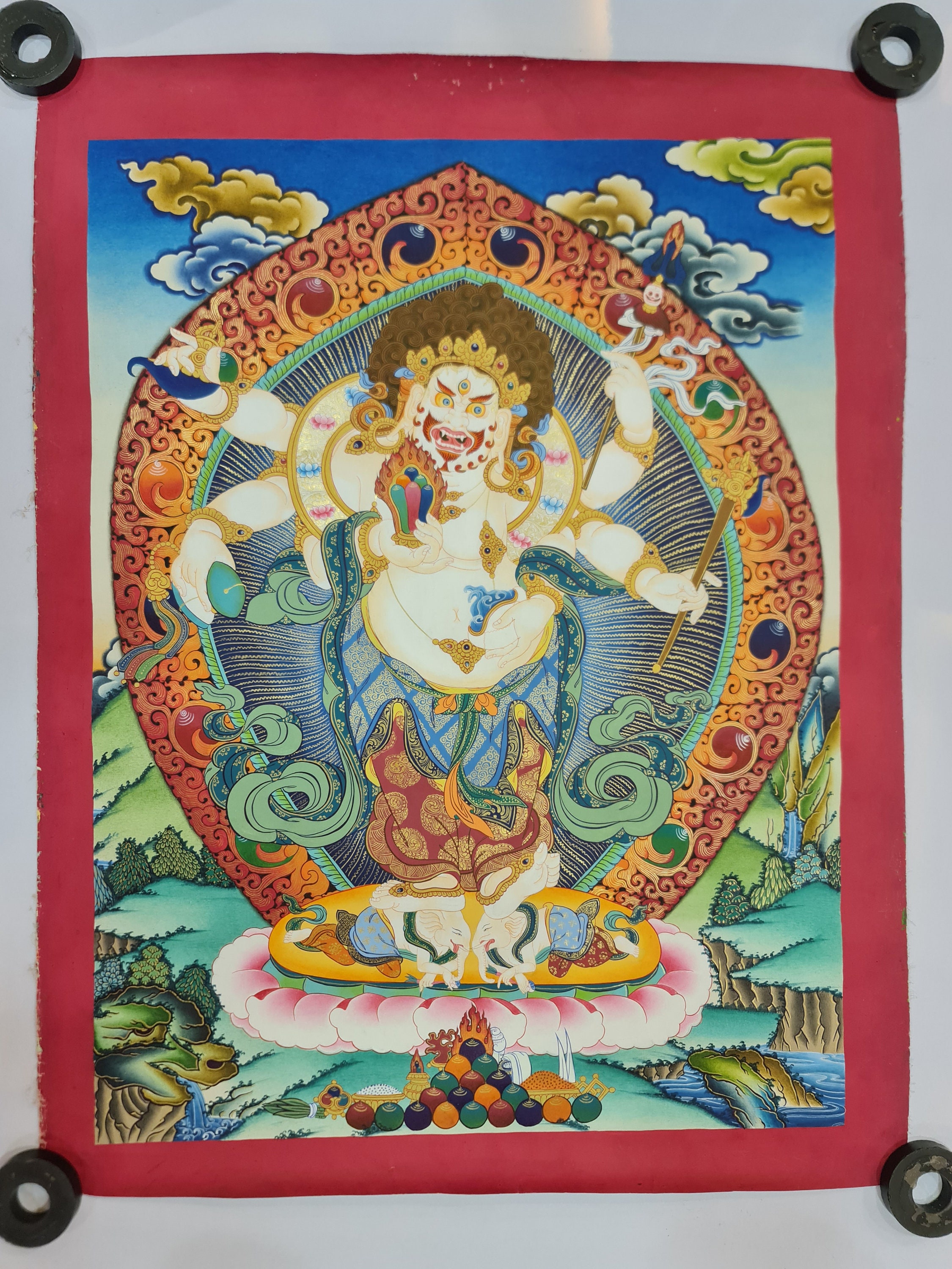 154. White Mahakala Thangka thanka. Free Brocade / Free - Etsy