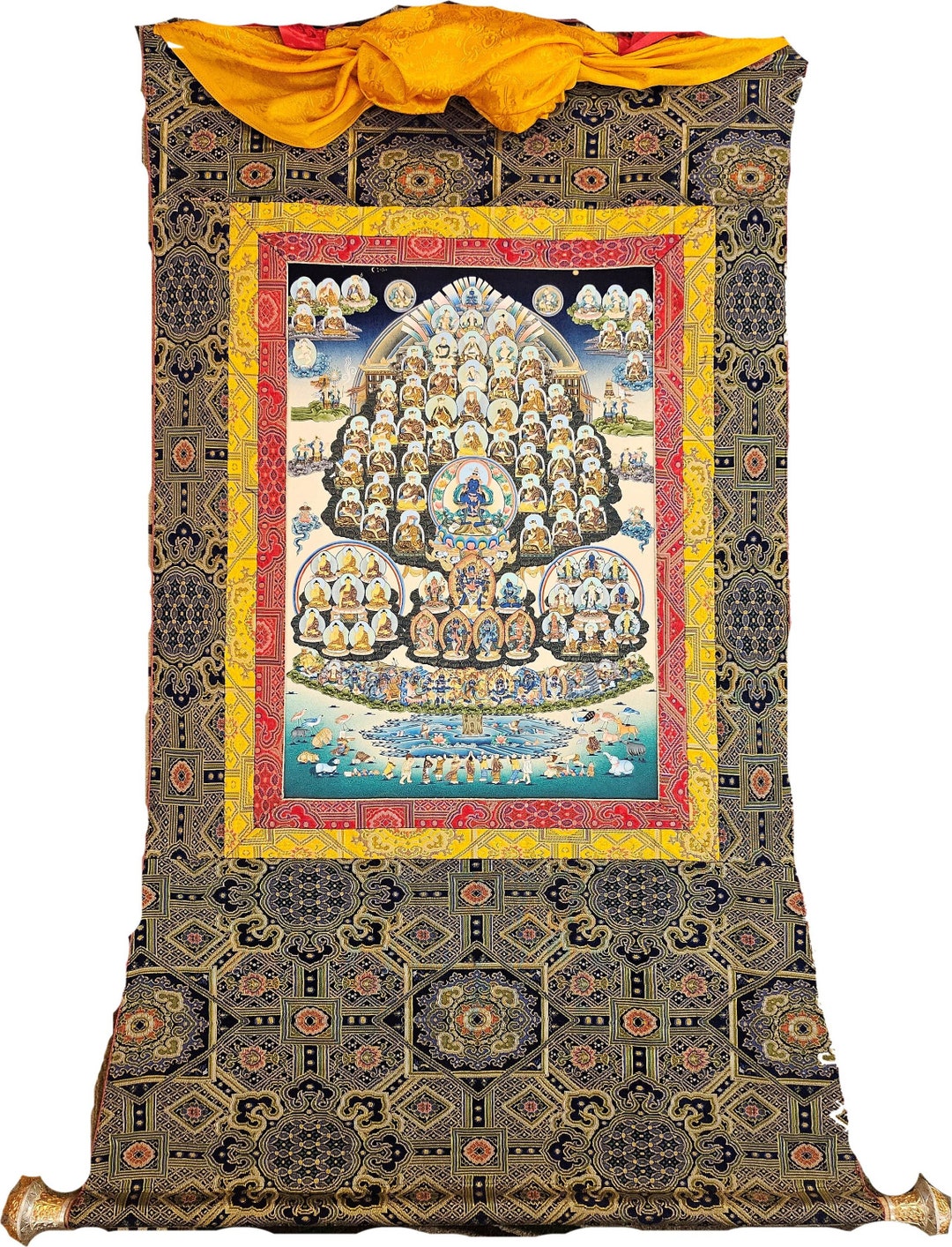 230. Karma Kagyu Lineage Tree Thangka thanka Painting With 24 K Gold ...