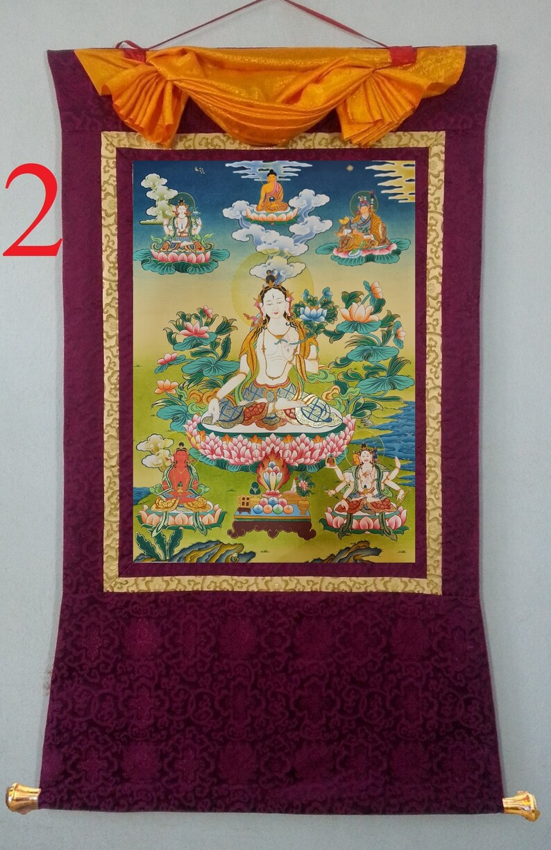 255. White Tara Thangka: Goddess of Long Life, Tibetan Art - Etsy Australia