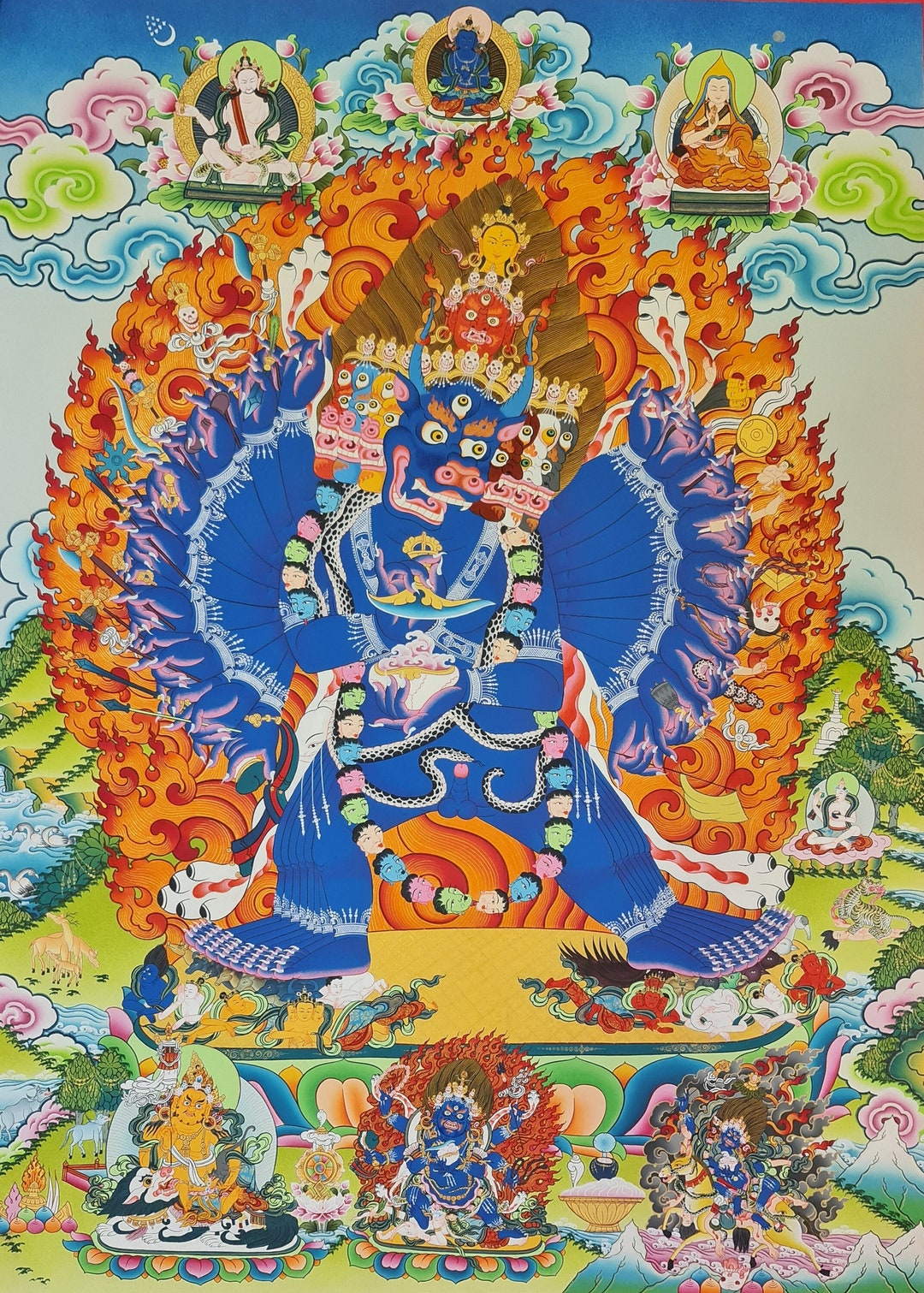 186. Yamantaka Thangka: Destroyer of Death, Buddhist Art With Brocade ...