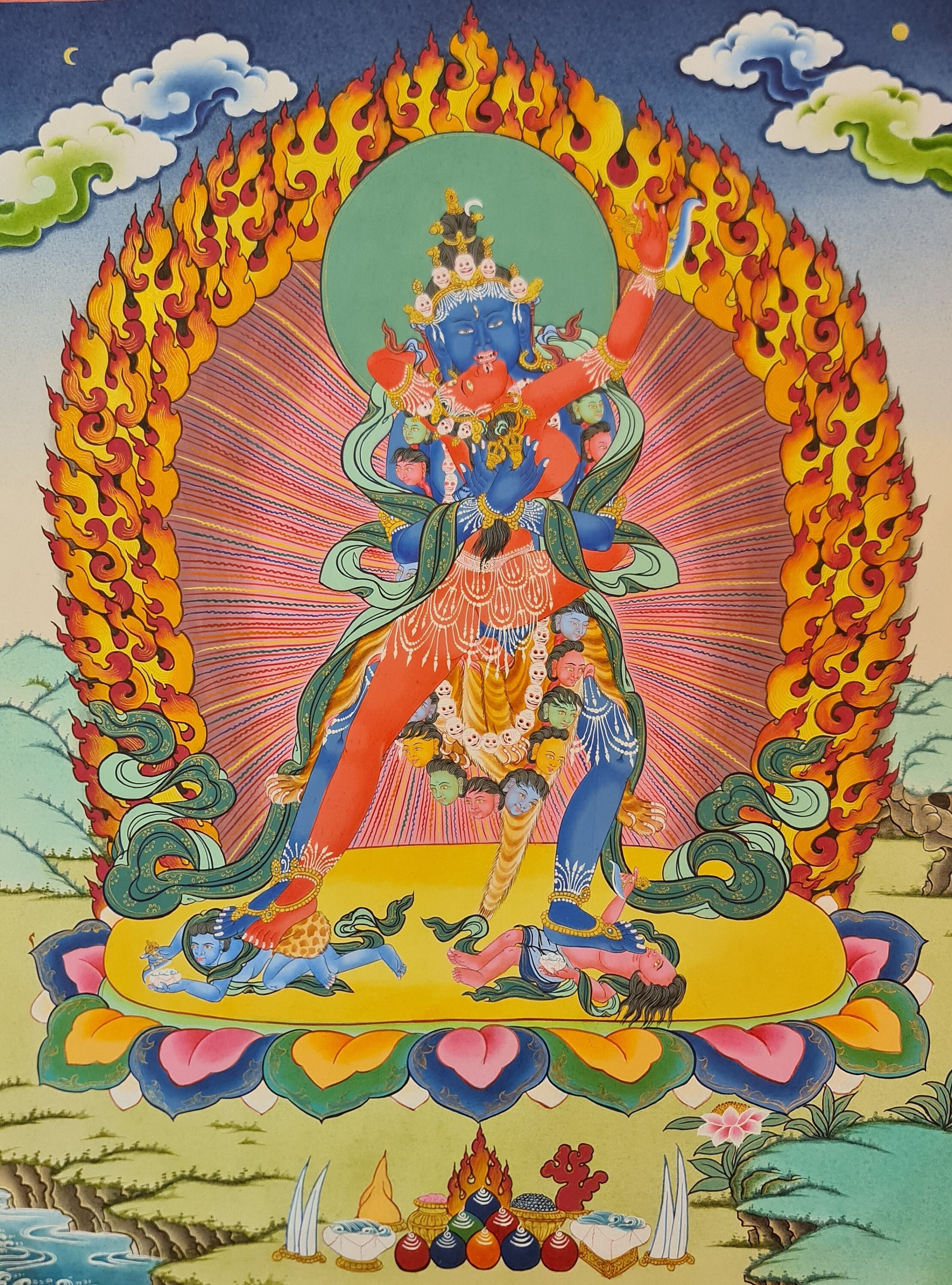 1. Two-armed Heruka Chakrasamvara Thangka thanka. Free Brocade / Free ...