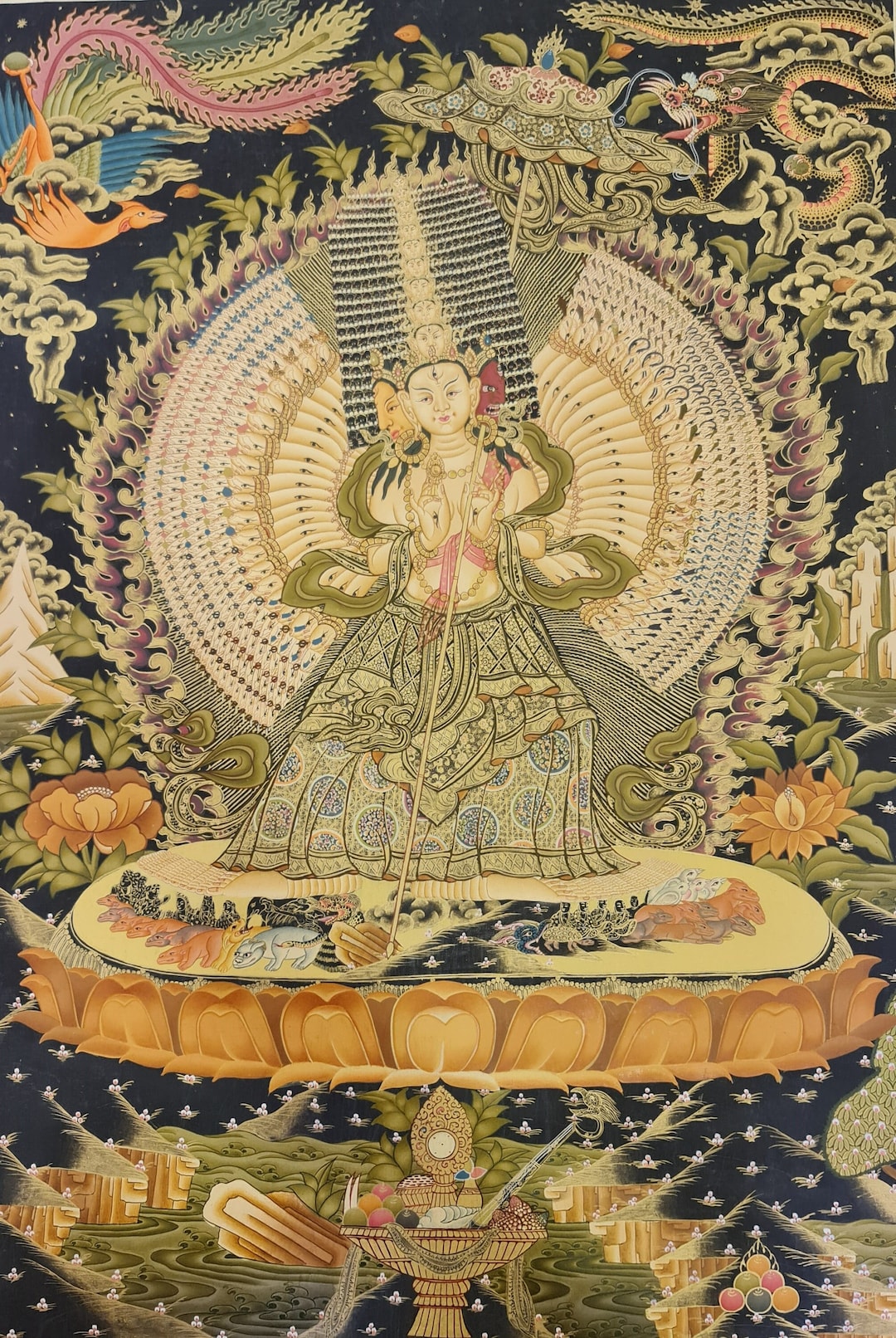 45. 1000 Arm Dhukkar (dukkar) Thangka (thanka). Free Brocade / Free ...