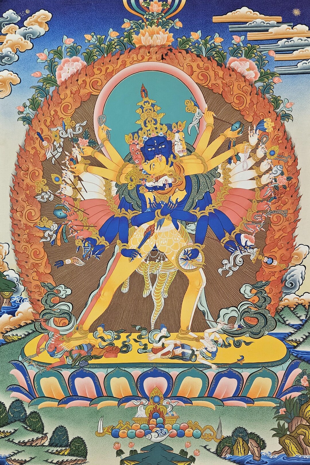 208. 24 Arm Kalachakra Consort Thangka (thanka) Painting. Free Brocade ...