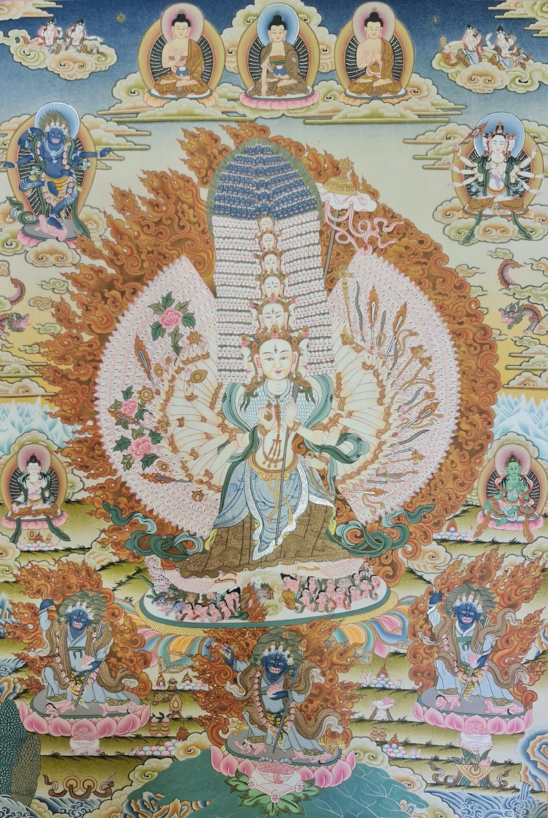 46. 1000 Arm Dhukkar dukkar Thangka thanka. Free Brocade / - Etsy