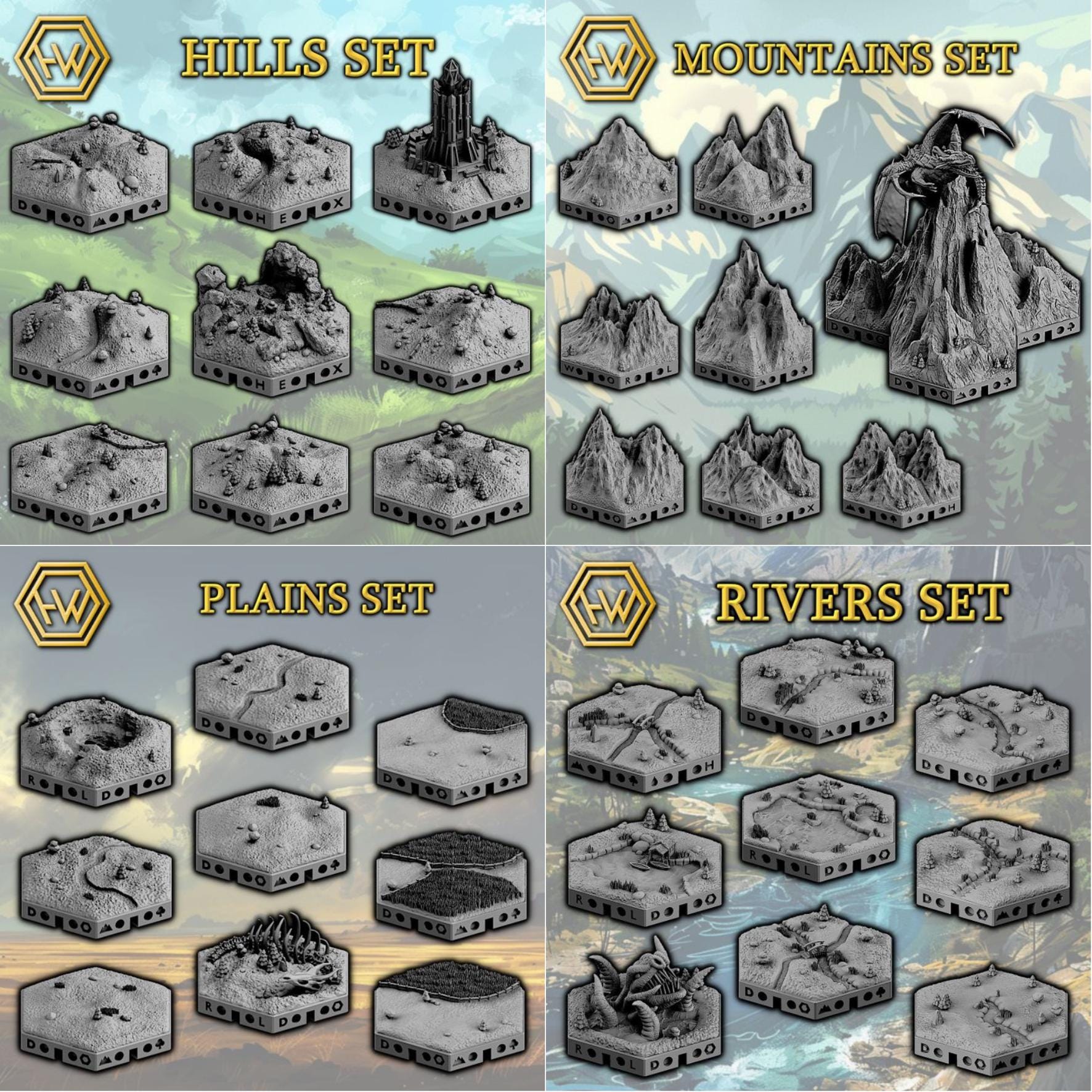 Hexagon Terrain Piece Map Making Modular Wargames Rpgs - Etsy