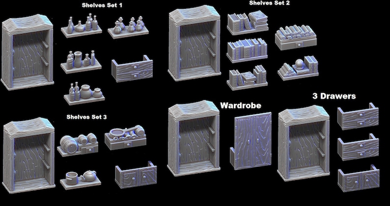 Bookcase Wardrobe Furniture Props Models for RPG Wargames, Npcs - Etsy UK