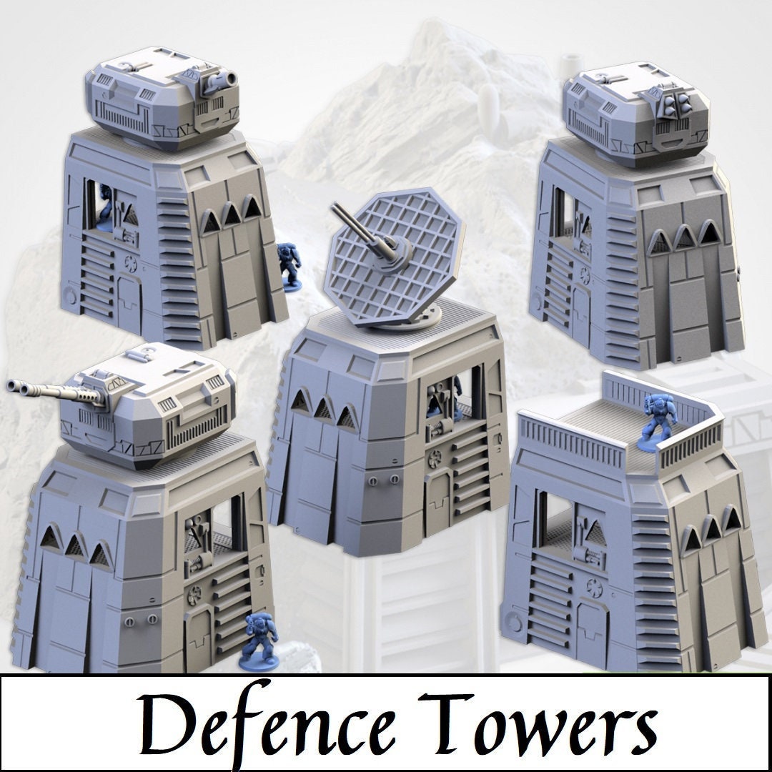 Defence Towers Gun Emplacmets Radar Tower for Wargaming Terrain Rpg Dnd ...