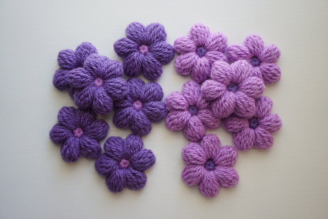 6 Pcs Handmade Crochet Puff Flower 5 Cm - Etsy
