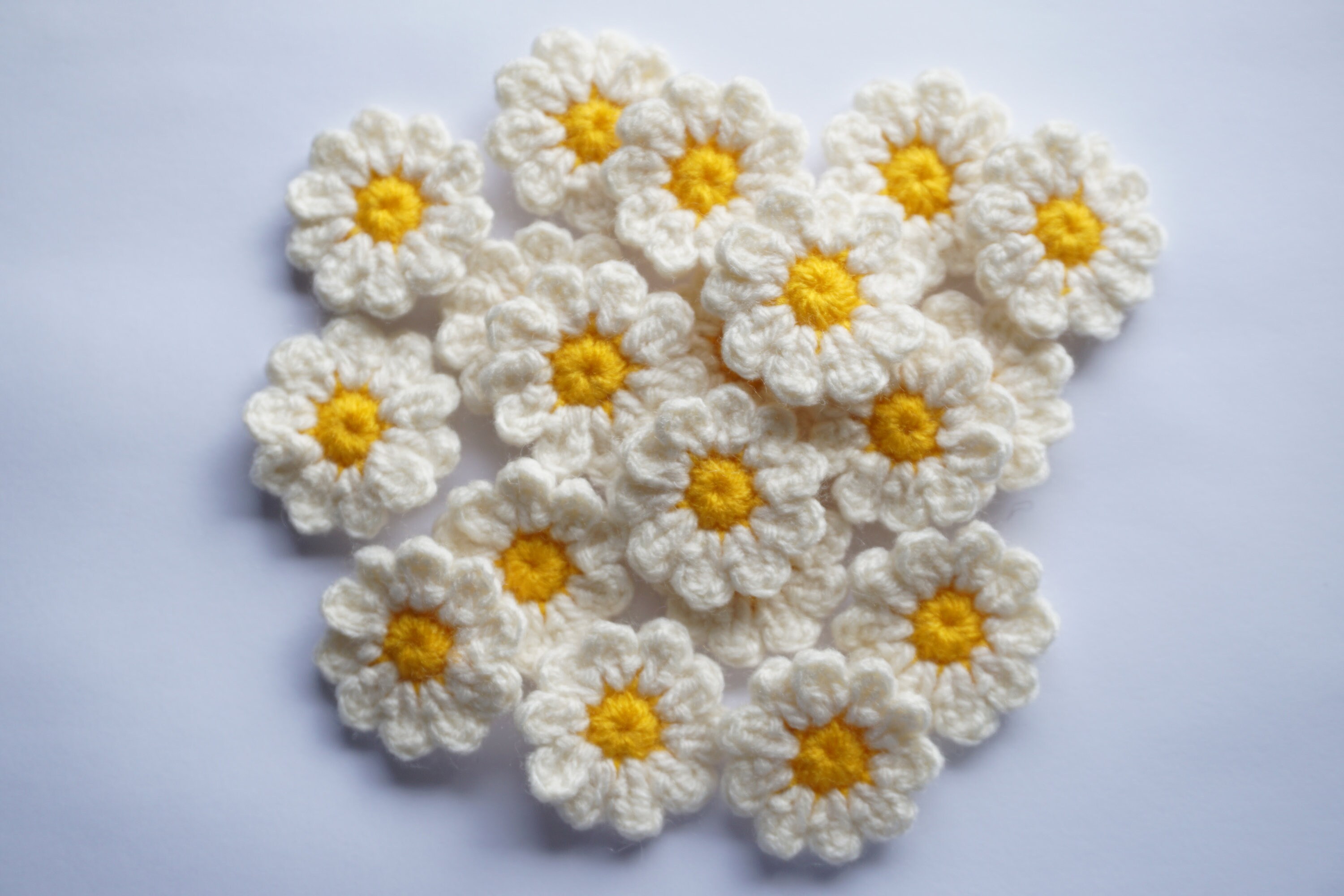 Set of 12 Pcs Handmade Crochet Small Daisy Flowers Appliques 3 - Etsy ...