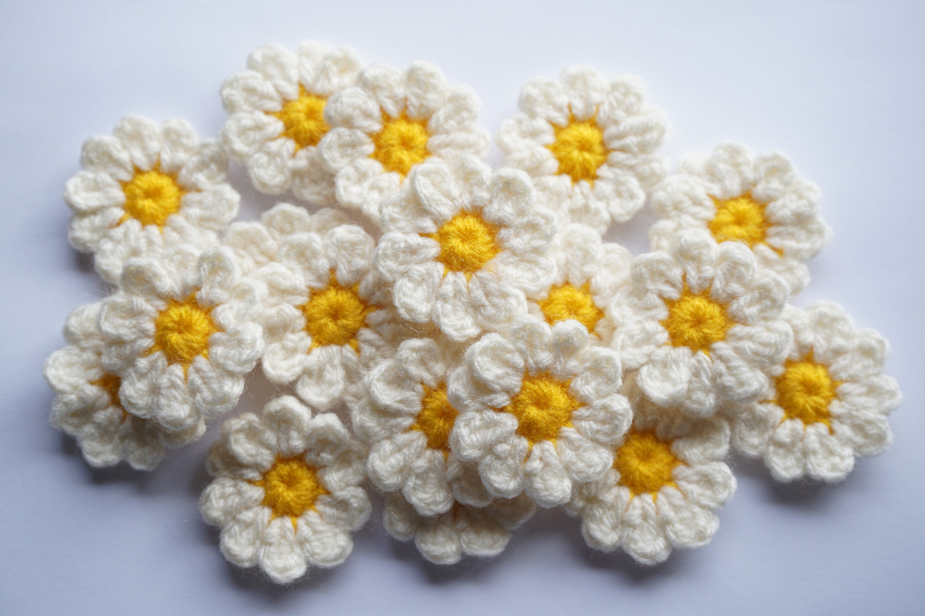 Set of 12 Pcs Handmade Crochet Small Daisy Flowers Appliques 3 - Etsy ...