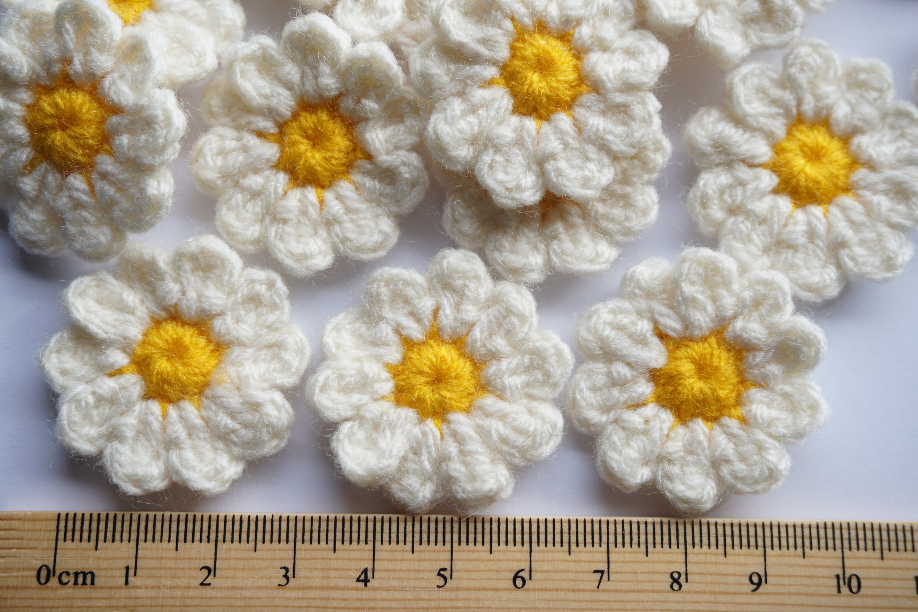Set of 12 Pcs Handmade Crochet Small Daisy Flowers Appliques 3 - Etsy ...