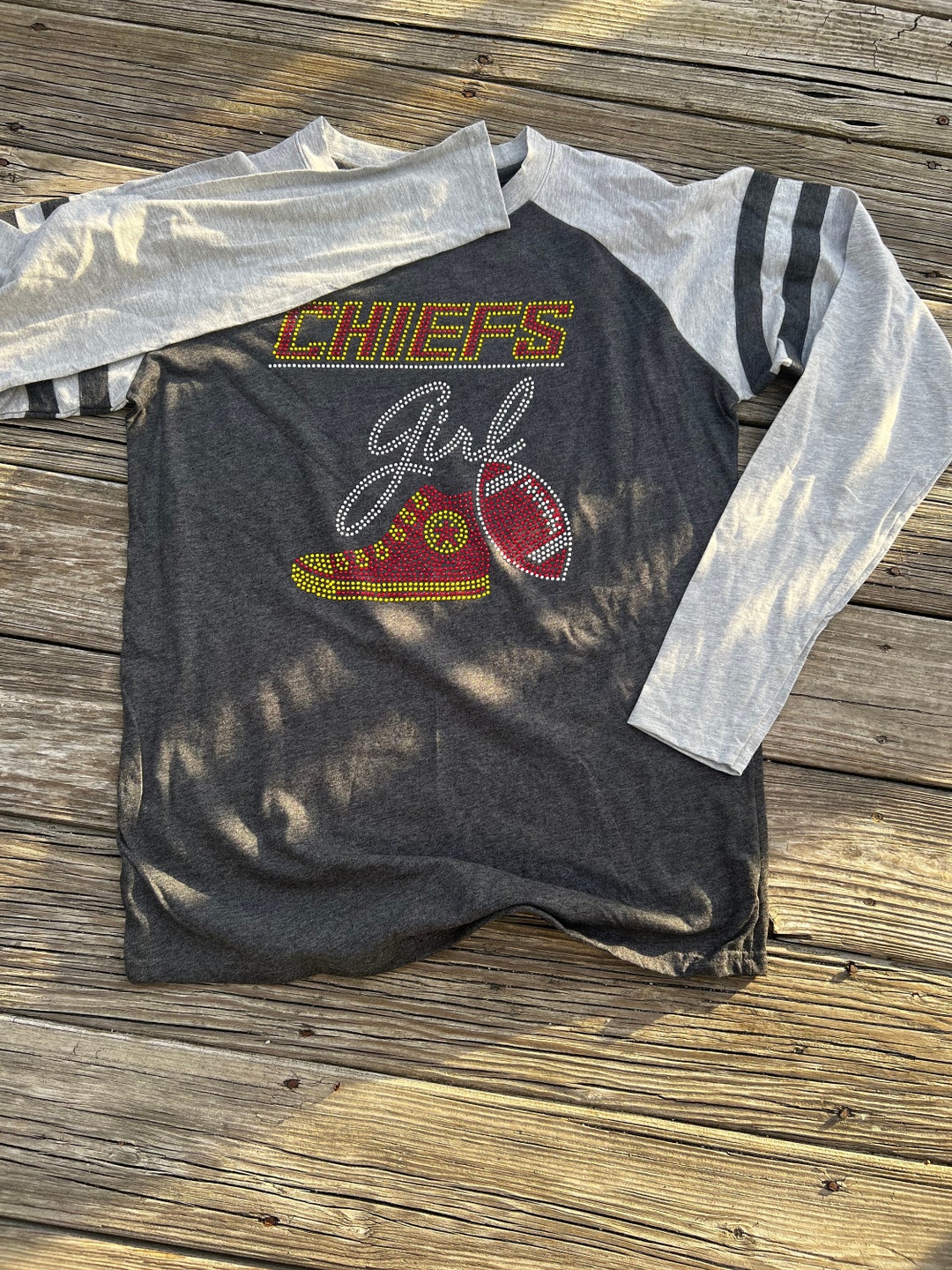 Chiefs Rhinestone Football Shirt - Etsy