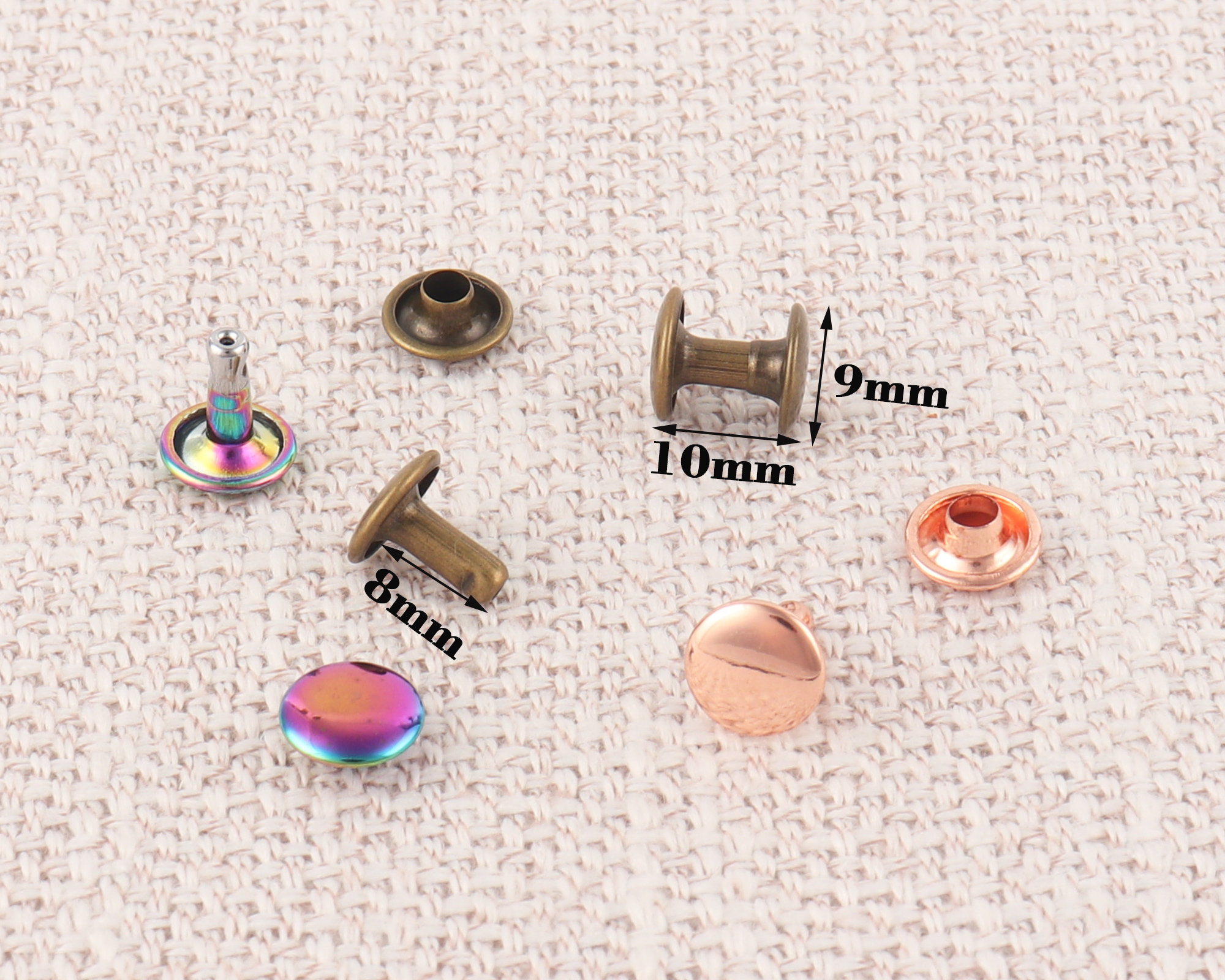 100 Pack Double Caps Rivets9x10mm Metal Rainbow Round Rapid - Etsy