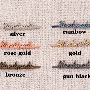 Metal "handmade" Bag Purse Labels, Rectangle/oval Multiple Colors ...