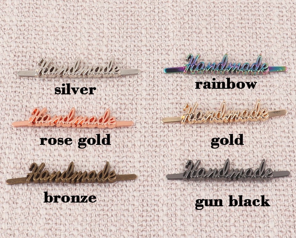 Metal "handmade" Bag Purse Labels, Rectangle/oval Multiple Colors ...