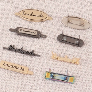Metal "handmade" Bag Purse Labels, Rectangle/oval Multiple Colors ...