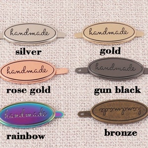Metal "handmade" Bag Purse Labels, Rectangle/oval Multiple Colors ...