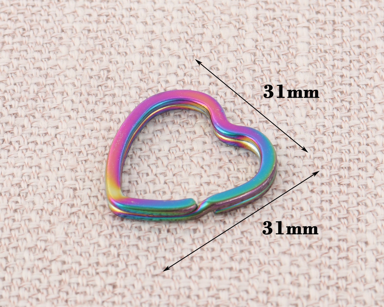 31mm Rainbow Heart Split Rings,love Heart Shaped Key Fob Hardware ...