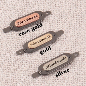Metal "handmade" Bag Purse Labels, Rectangle/oval Multiple Colors ...