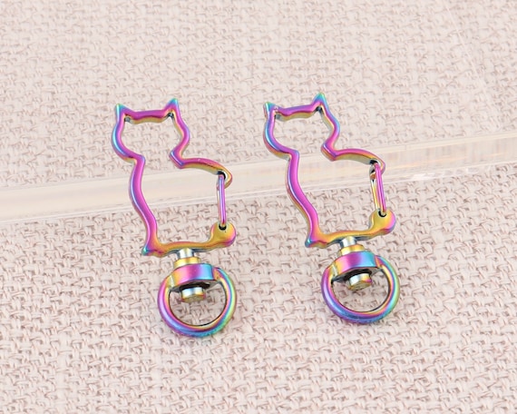 Cat swivel clasps hooks9mm metal trigger clipsrainbow push | Etsy
