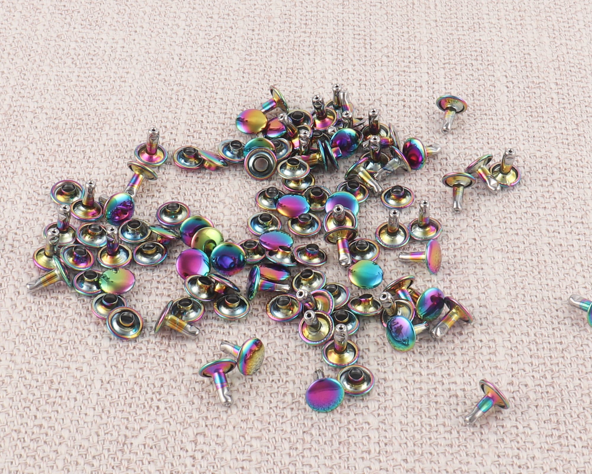 100 Pack Double Caps Rivets9x10mm Metal Rainbow Round Rapid - Etsy