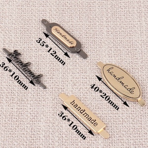 Metal "handmade" Bag Purse Labels, Rectangle/oval Multiple Colors ...