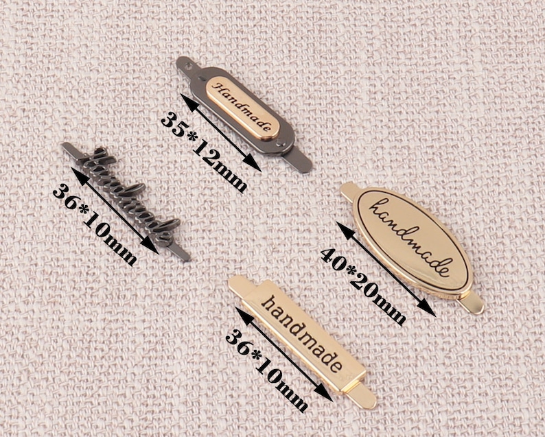 Metal "handmade" Bag Purse Labels, Rectangle/oval Multiple Colors ...