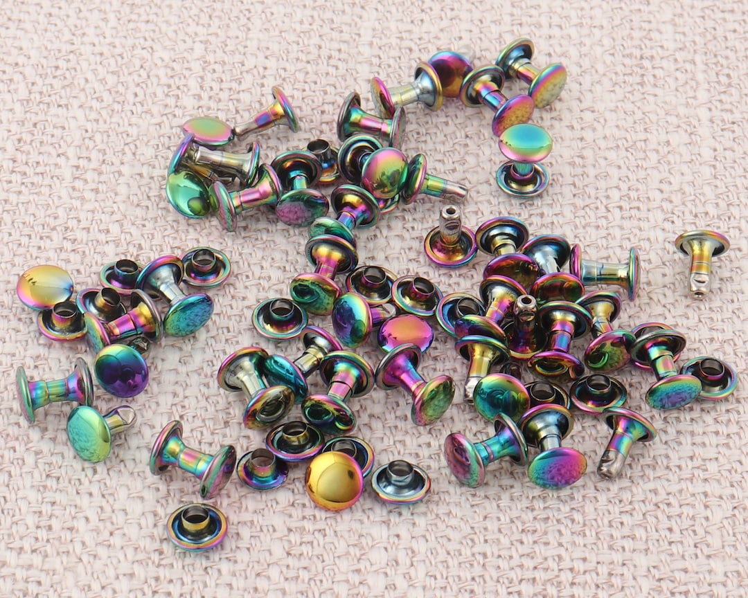 20 Set Rainbow Double Caps Rivets, 8mm Cap Rivet Studs,metal Double ...