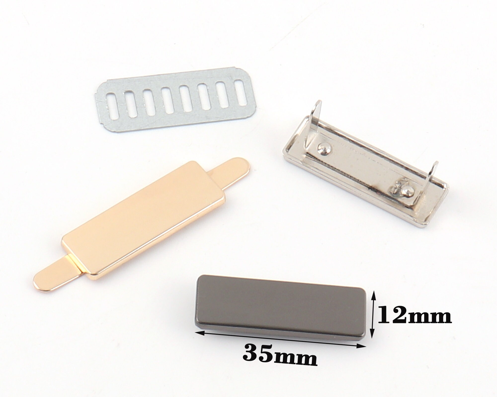 Custom Purse Bag Labels,35x12mm Gun Black/light Gold Rectangle Metal ...