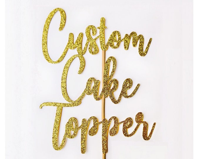 Custom Personalised Cake Topper Glitter or Mirror CARDBOARD 300GSM 28 ...