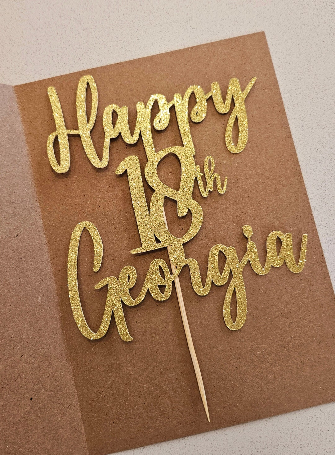 18 Eighteenth Birthday Cake Topper Personalise NAME, Glitter & Mirror ...