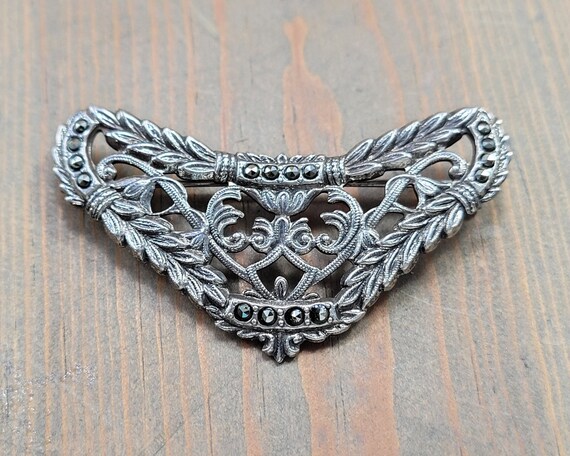 Vintage Silver Laurel Wreath Pin Art Deco Style Brooch With | Etsy