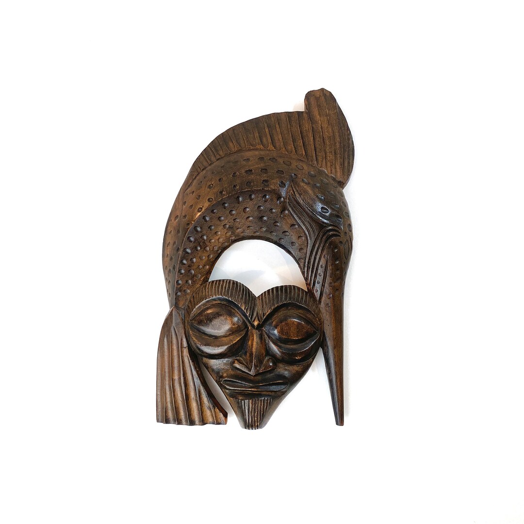 Vintage African Wooden Mask With Swordfish Face Mask Totem Wall ...