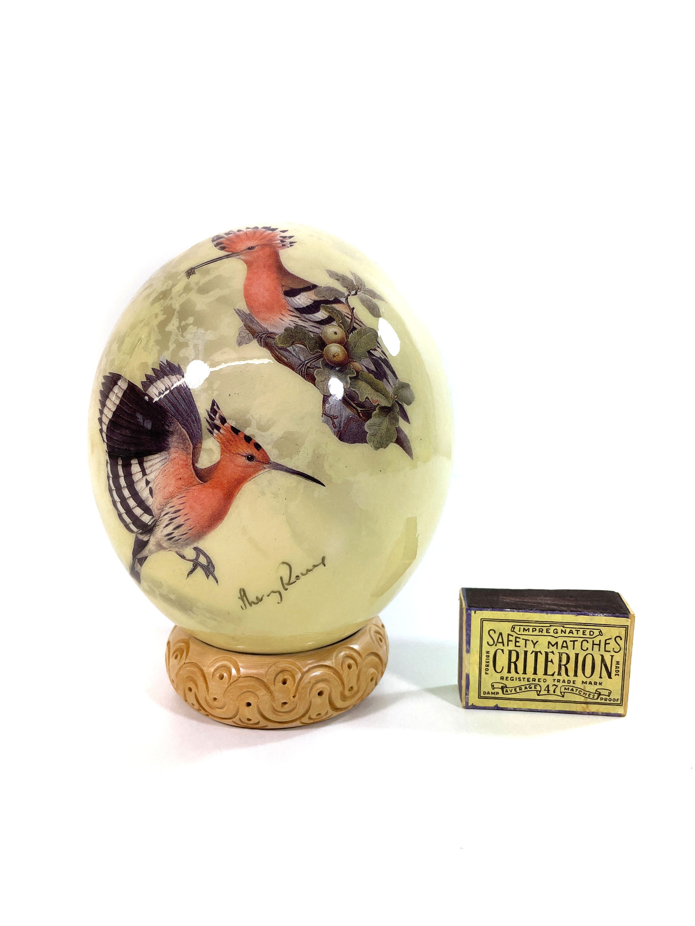 Vintage Printed Ostrich Egg Sherry Rowe Hoopoe Birds - Etsy
