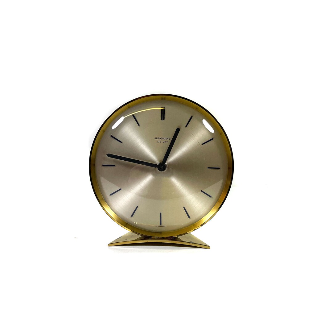 Vintage Brass Table Clock by Junghans - ATO- MAT - Grandfather Clock - Battery Operated - Brass ...