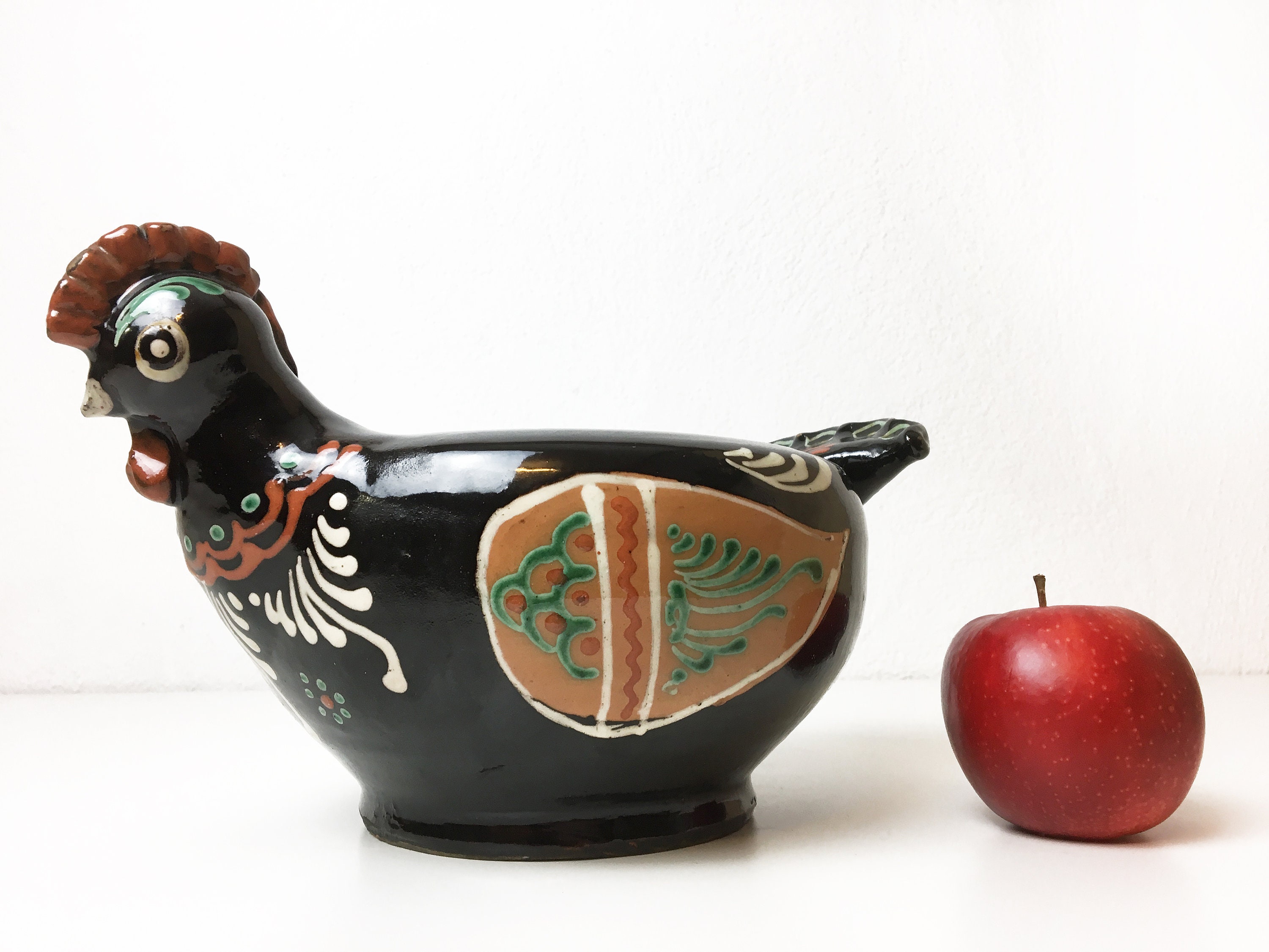 Black Colorful Boho Hens Bowl Pottery Clay Glazed Eggs - Etsy