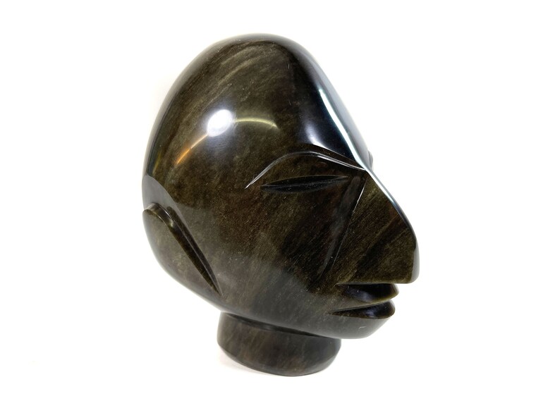 Mid Century Gold Obsidian Aztec Mayan Figurine - Obsidian - 12 Cm High ...