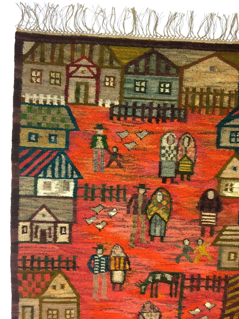 Vintage Rare Handwoven Polish Kilim Rug by Piotr Grabowski for - Etsy ...