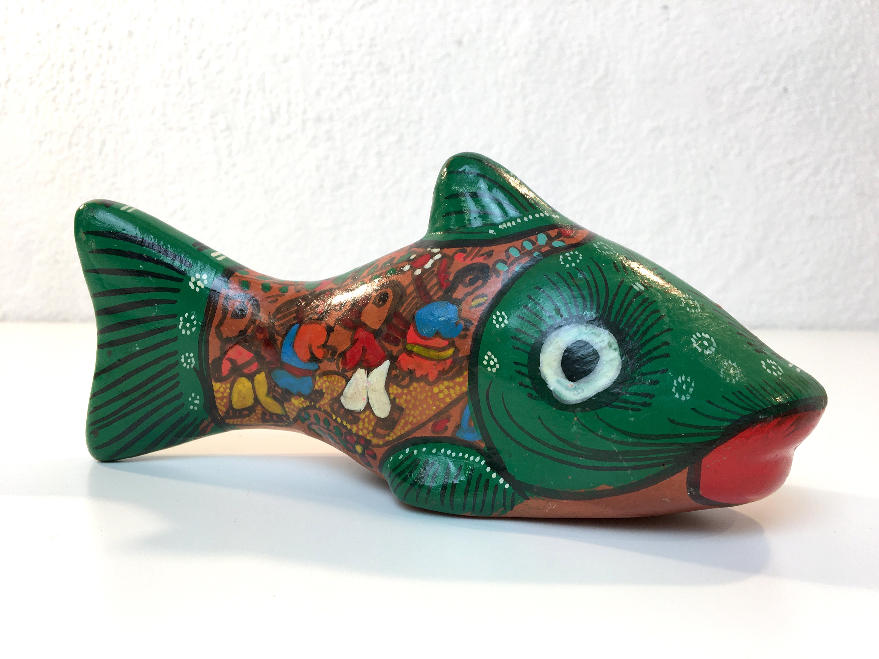 Vintage Terracotta Clay Pottery Talavera Fish Pottery | Etsy