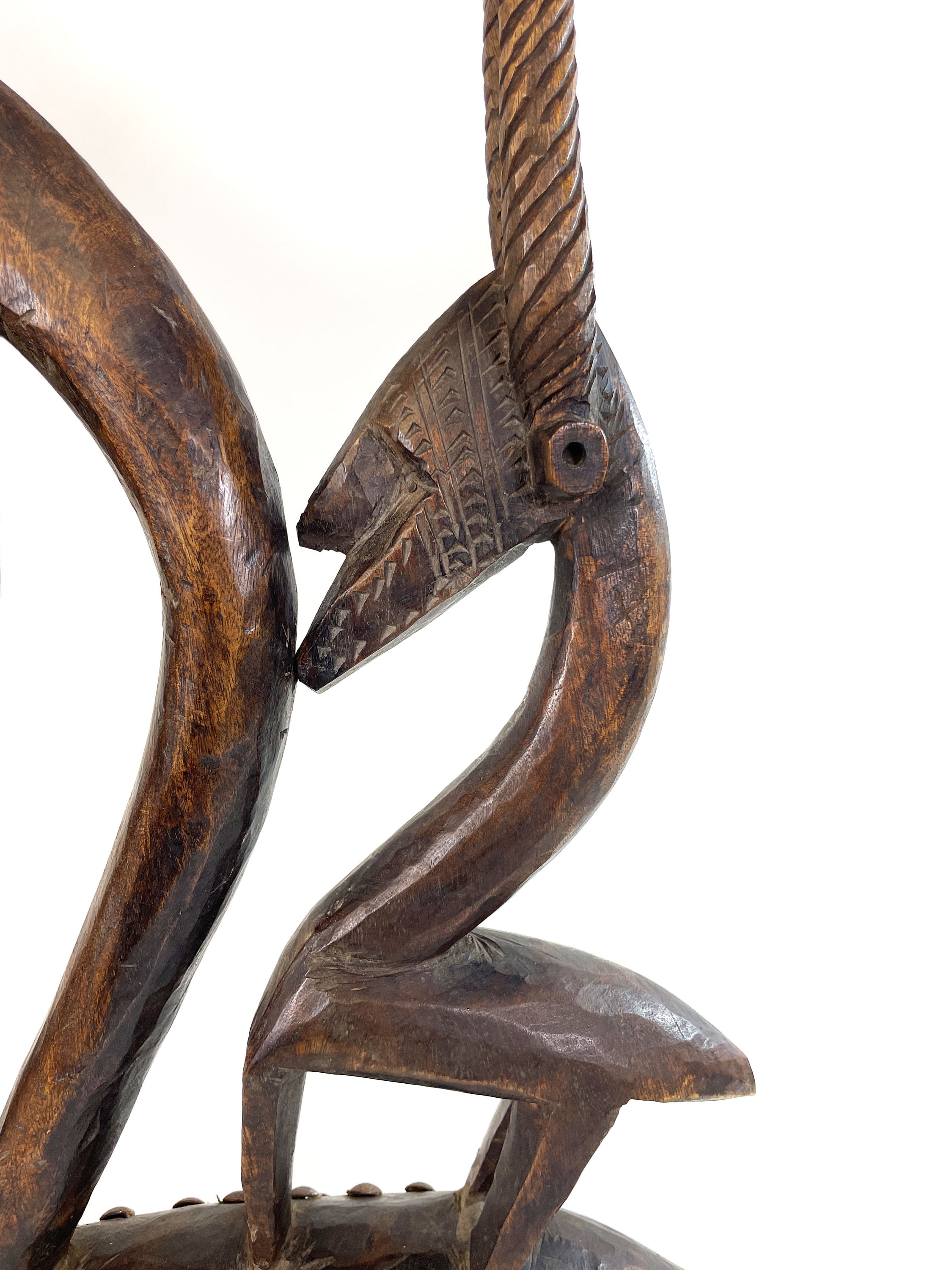 Vintage Chi Wara Statue - African Female Wooden Figure With Child ...